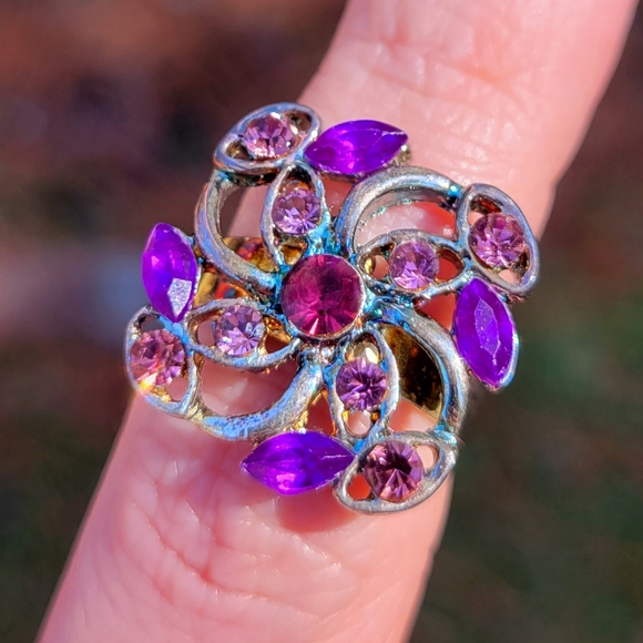 Jewelry | Twisted Color Explosion Pink Purple Gem Tie Dye Ring One Size ...